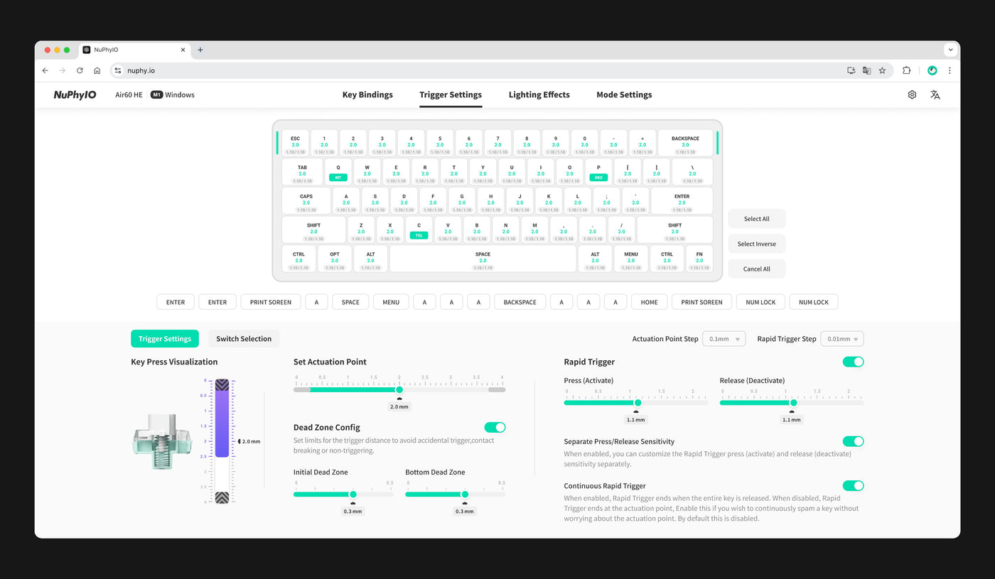 NuPhy Air60 HE Klavye (Manyetik Switch / HE)